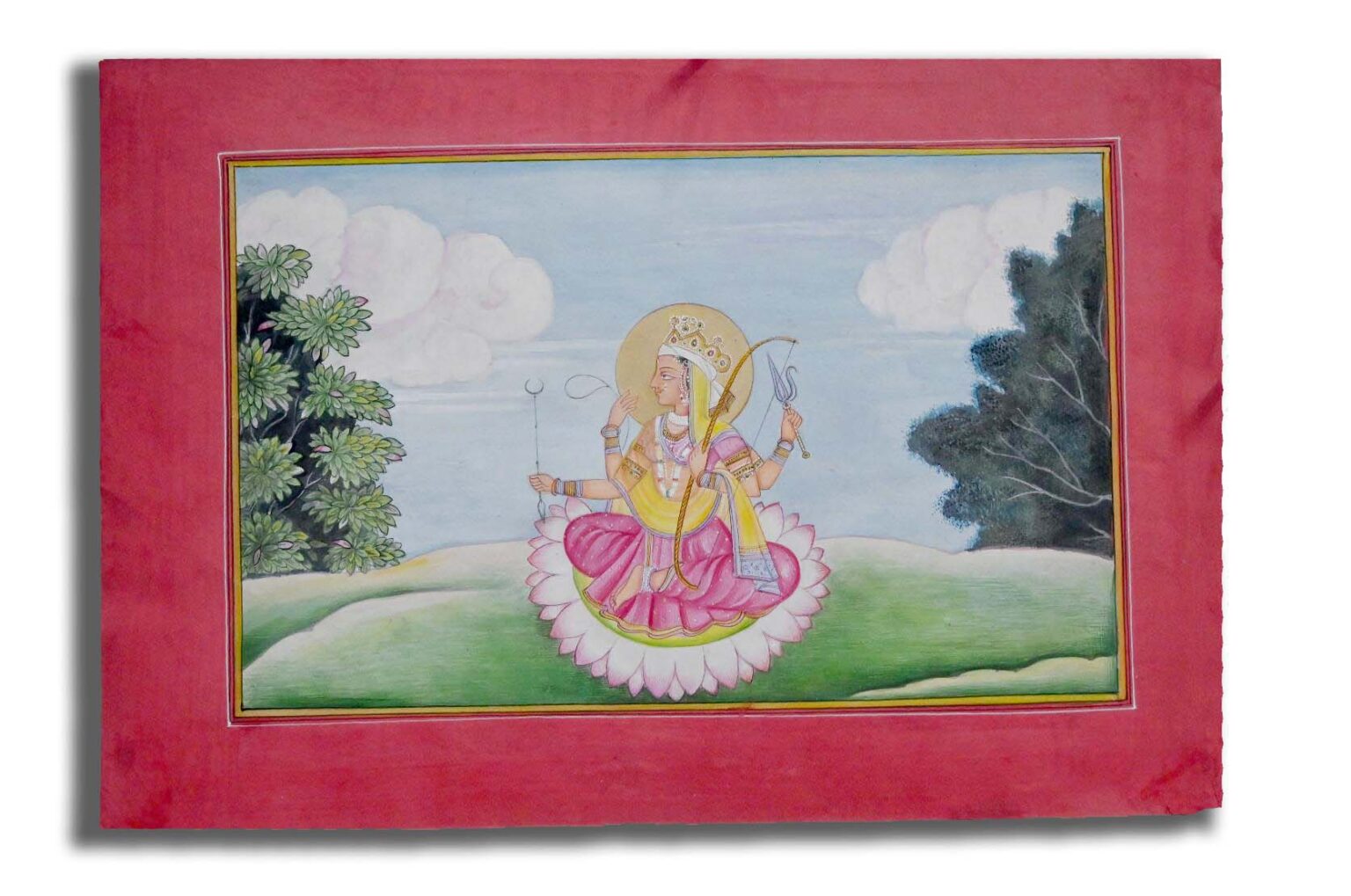 Goddess Durga as Jaya Religious Miniature Painting on Old Paper ...