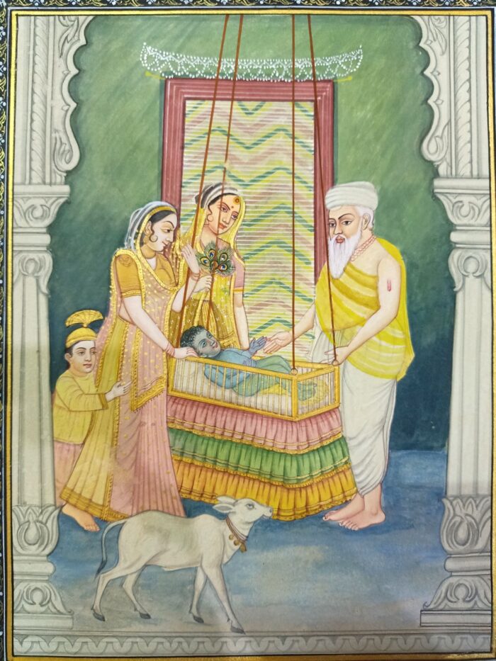 Krishna Childhood with Yashoda & Nanda Handmade Miniature Religious ...